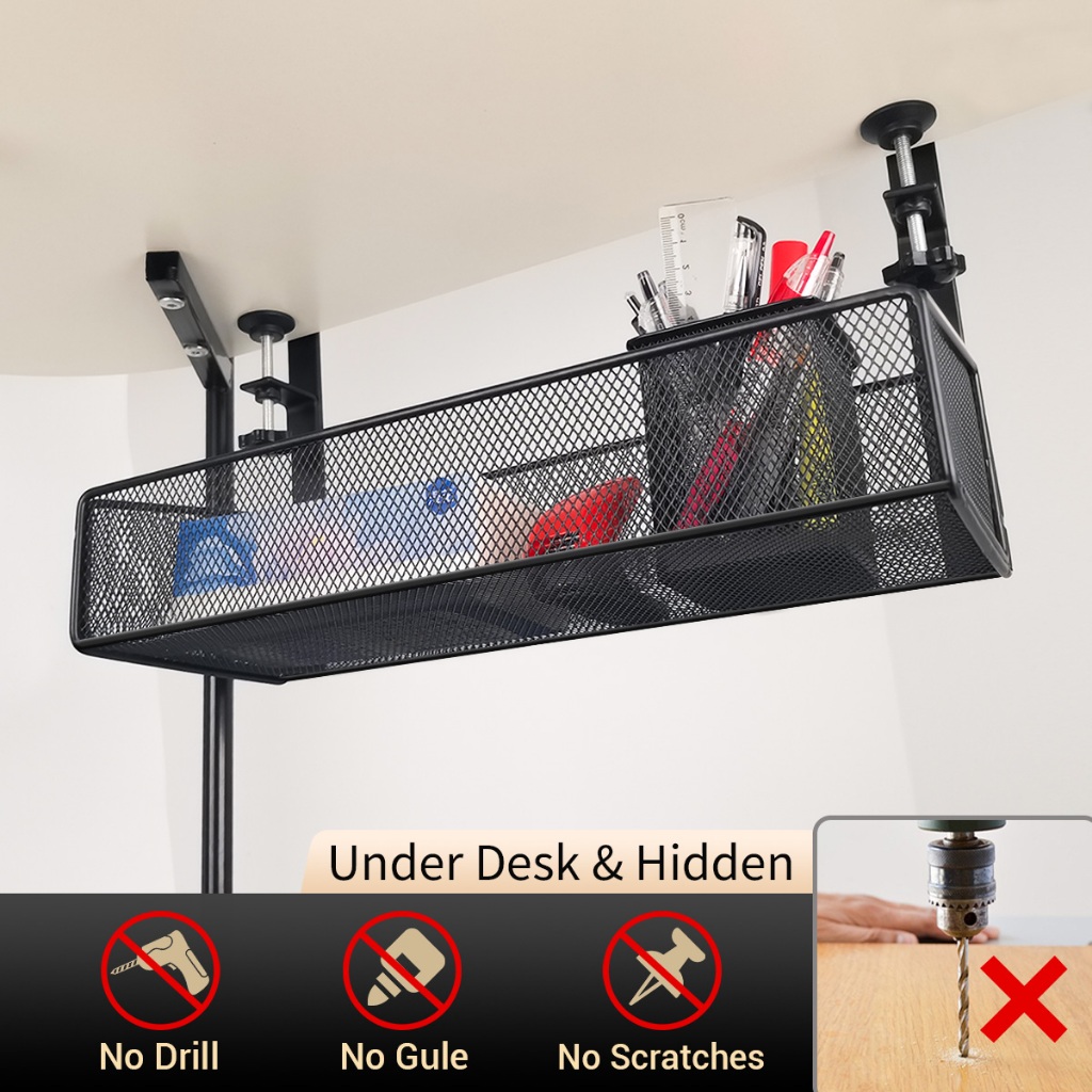 Under Desk Organizer Office Table Storage Office Organizer Shelf Desk ...