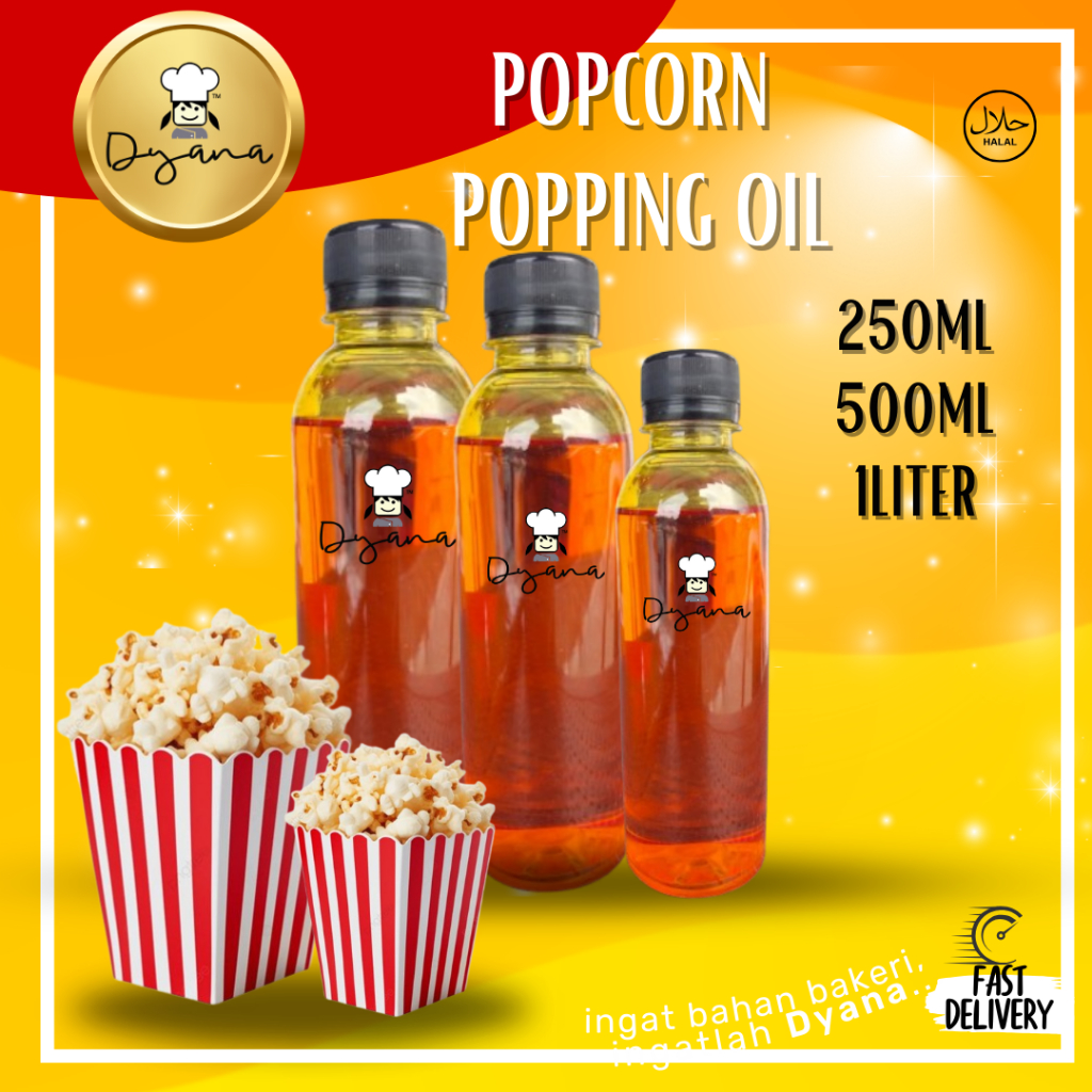 Popcorn Popping Oil 250ml / 500ml / 1L (untuk Popcorn Mushroom ...