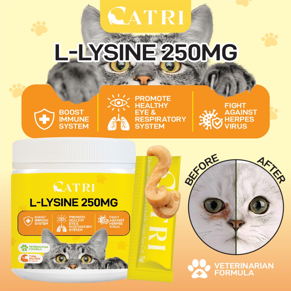 Catri L- Lysine 250mg Eye Care For Cat and Creamy Lickable Supplement ...