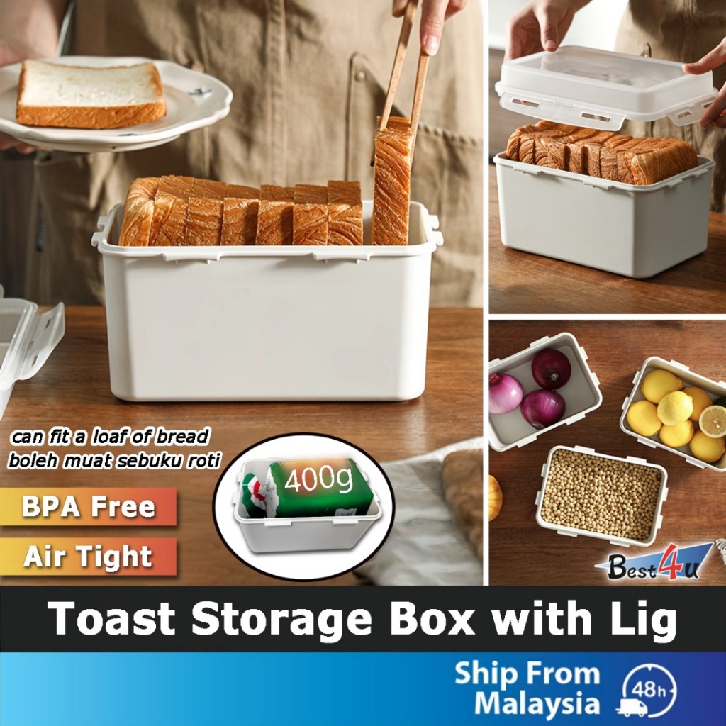 BEST4U Premium Airtight Bread Storage Container | Toast Container Box ...