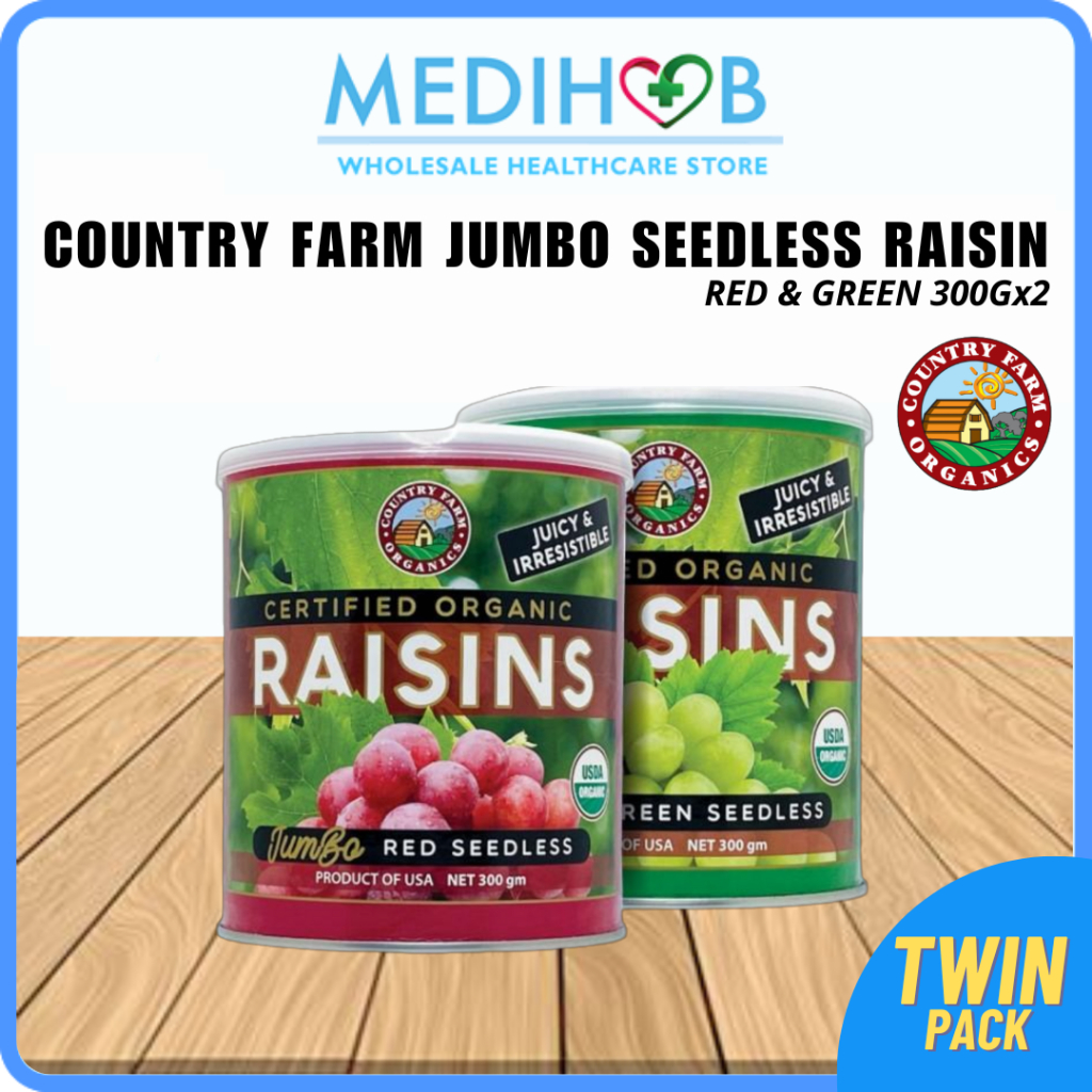 [VALUE PACK] Organic Seedless Raisins Red & Green (300Gx2) Country Farm ...