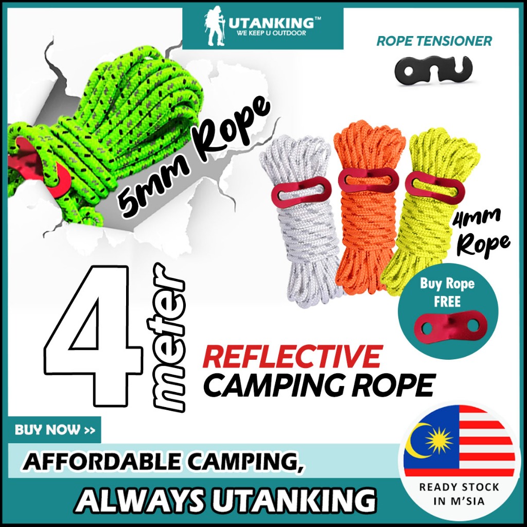 UtanKingTM 4 Meter Reflective Camping Rope Tent Ropes Flysheet ...