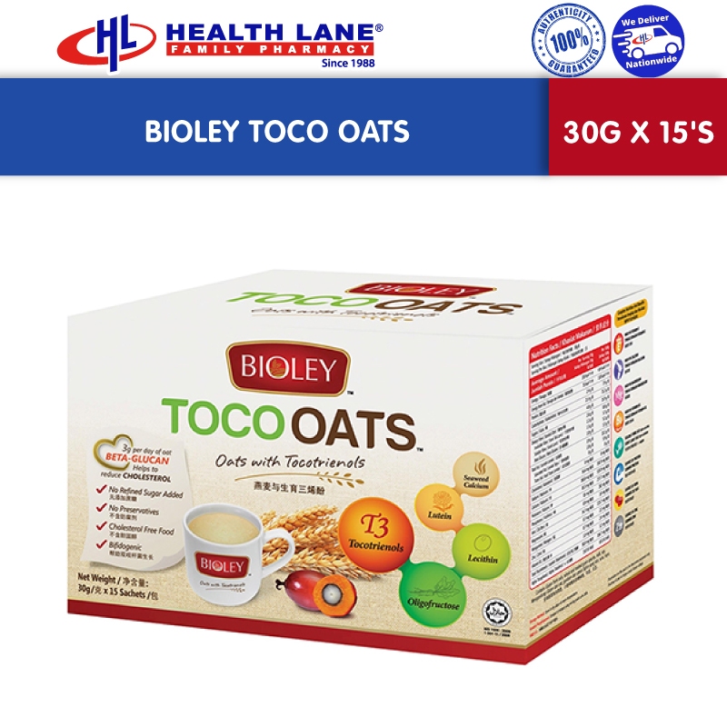 BIOLEY TOCO OATS (30G X 15'S) | Oats, Beta-Glucan, Tocotrienols ... BIOLEY TOCO OATS (30G X 15'S) | Oats, Beta-Glucan, Tocotrienols ...