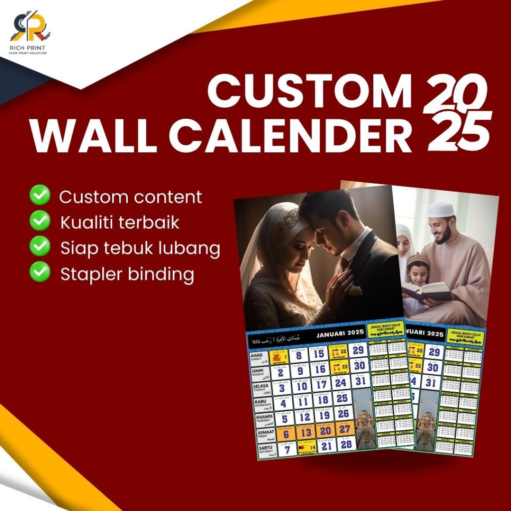 Kalender Dinding Custom Wall Calendar 2025 with Custom or Islamic ...