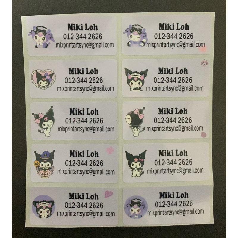 Kuromi name sticker 46x18mm (50pcs) | Shopee Singapore