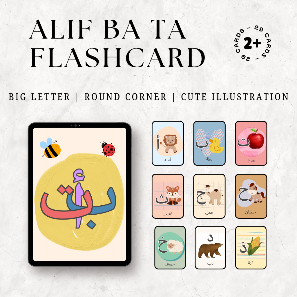 Alif Ba Ta Flashcard (Hijaiyah Alphabet) Islamic Kids Education ...