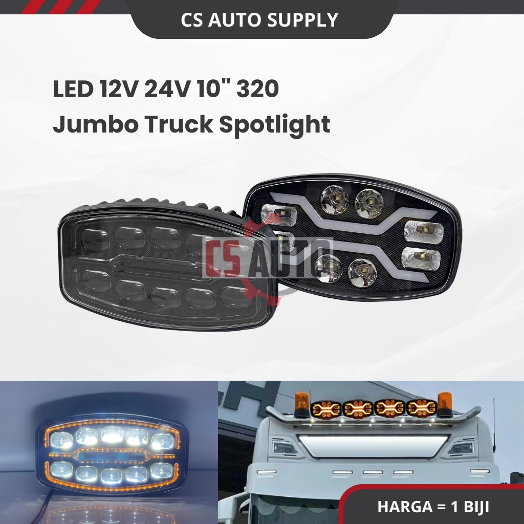 LED 12V 24V JUMBO 10" 320 SPOTLIGHT LORRY BAR LIGHT ATAS ROOF VIRAL ...