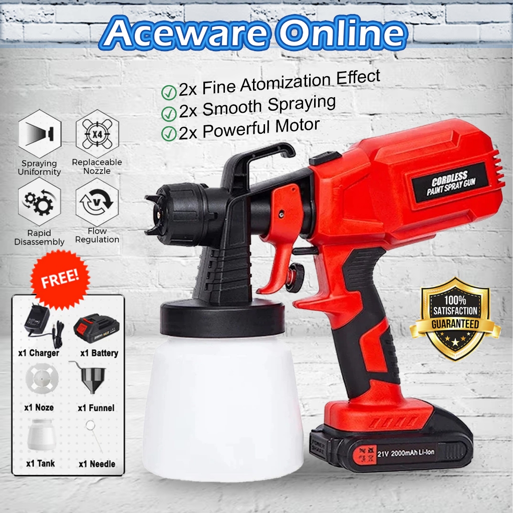 CX33 Portable 21V Cordless Battery Spray Gun 1.8MM Nozzle Pain with ...