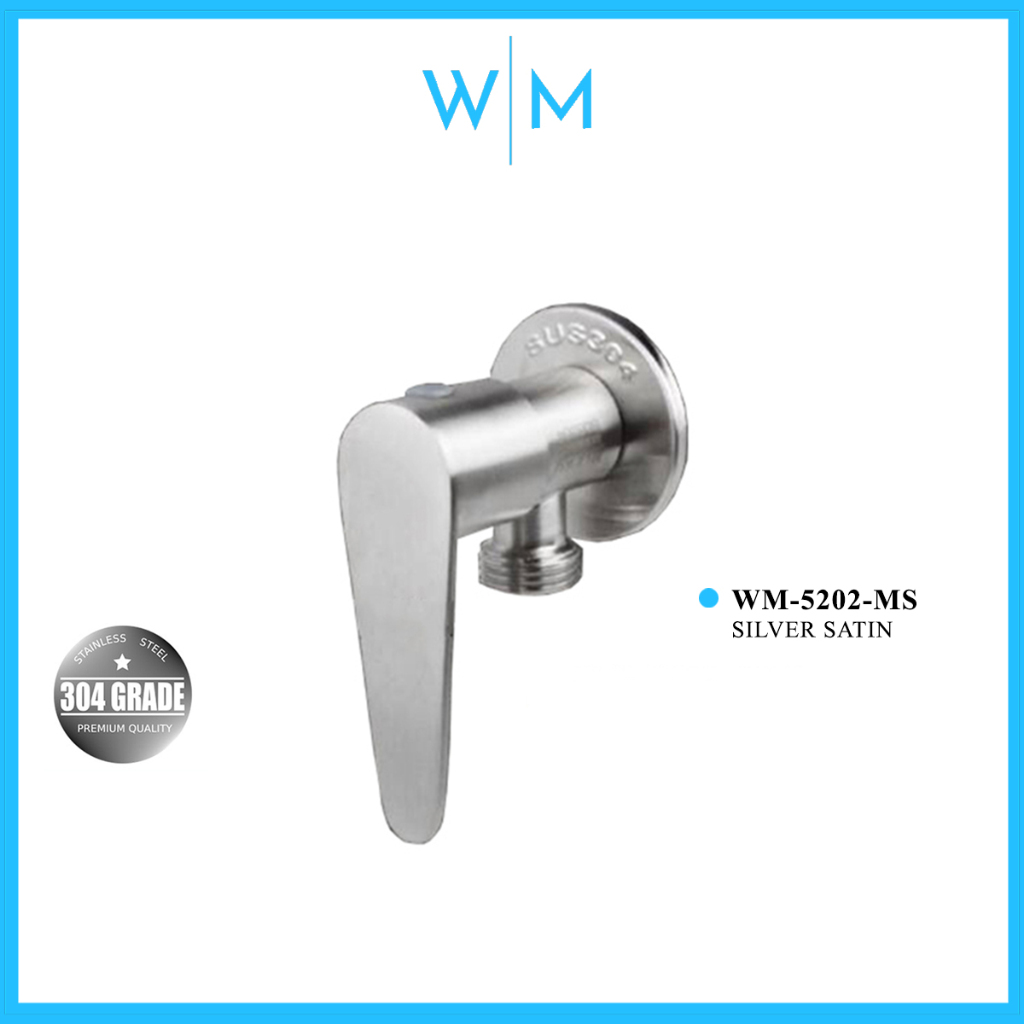 WM Bathroom Faucet SUS 304 Stainless Steel Handle Angle Valve / Keluli ...