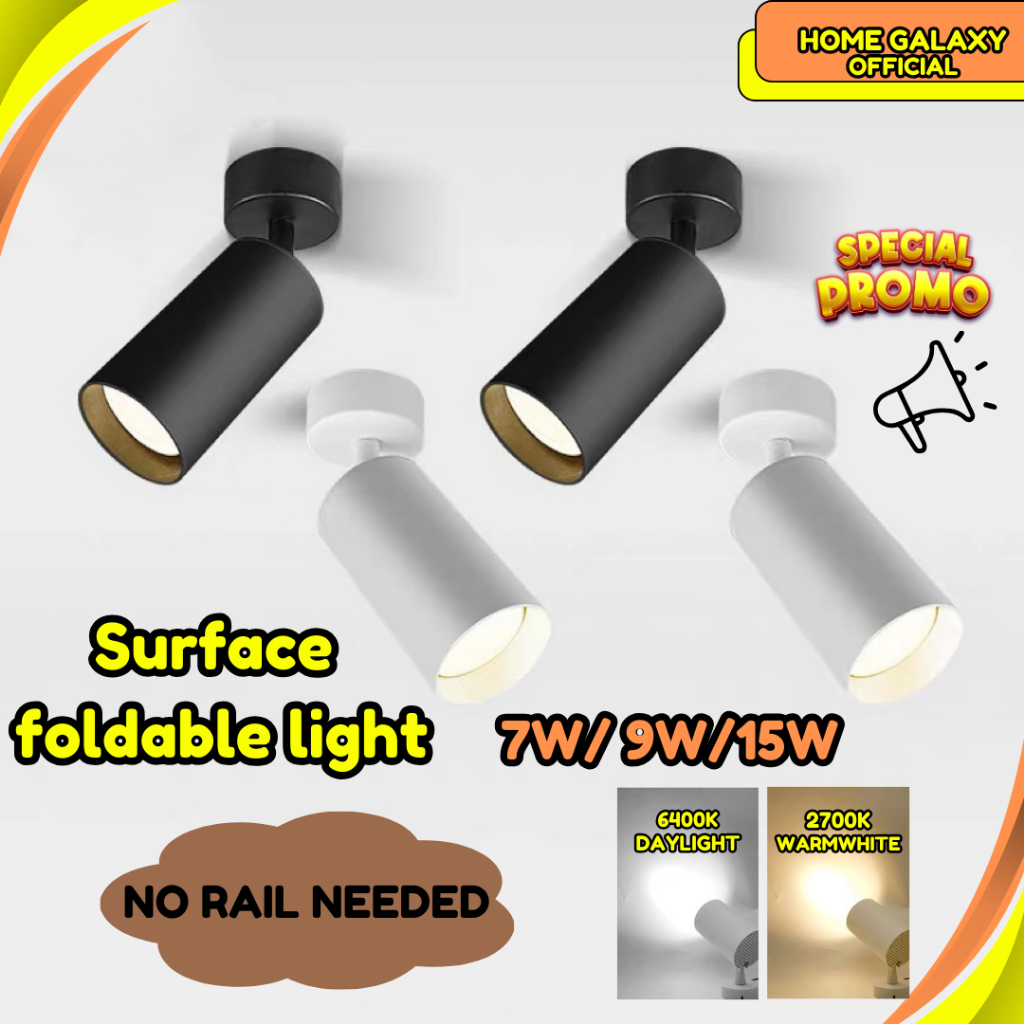 LED Foldable Track Light 7W 9W 15W Aluminium Surface Downlight Lampu ...