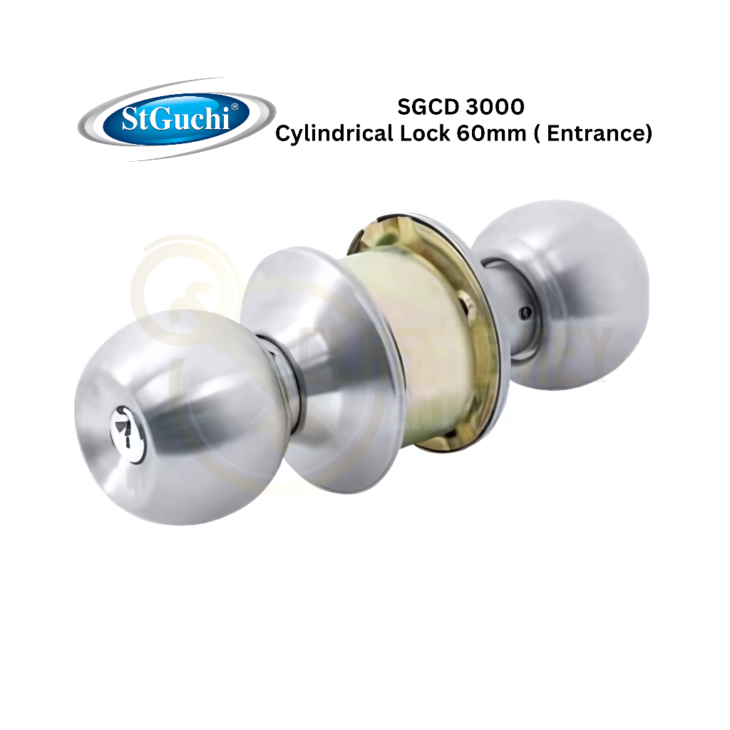St Guchi SUS304 Stainless Steel Cylindrical Door Knob Lock Set SGCD ...