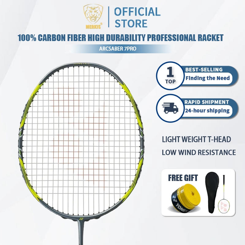 YONEX ARCSABER 7 Pro Gray/Yellow Badminton Racket Full Carbon Single 4U 26Lbs 83g | Shopee Singapore