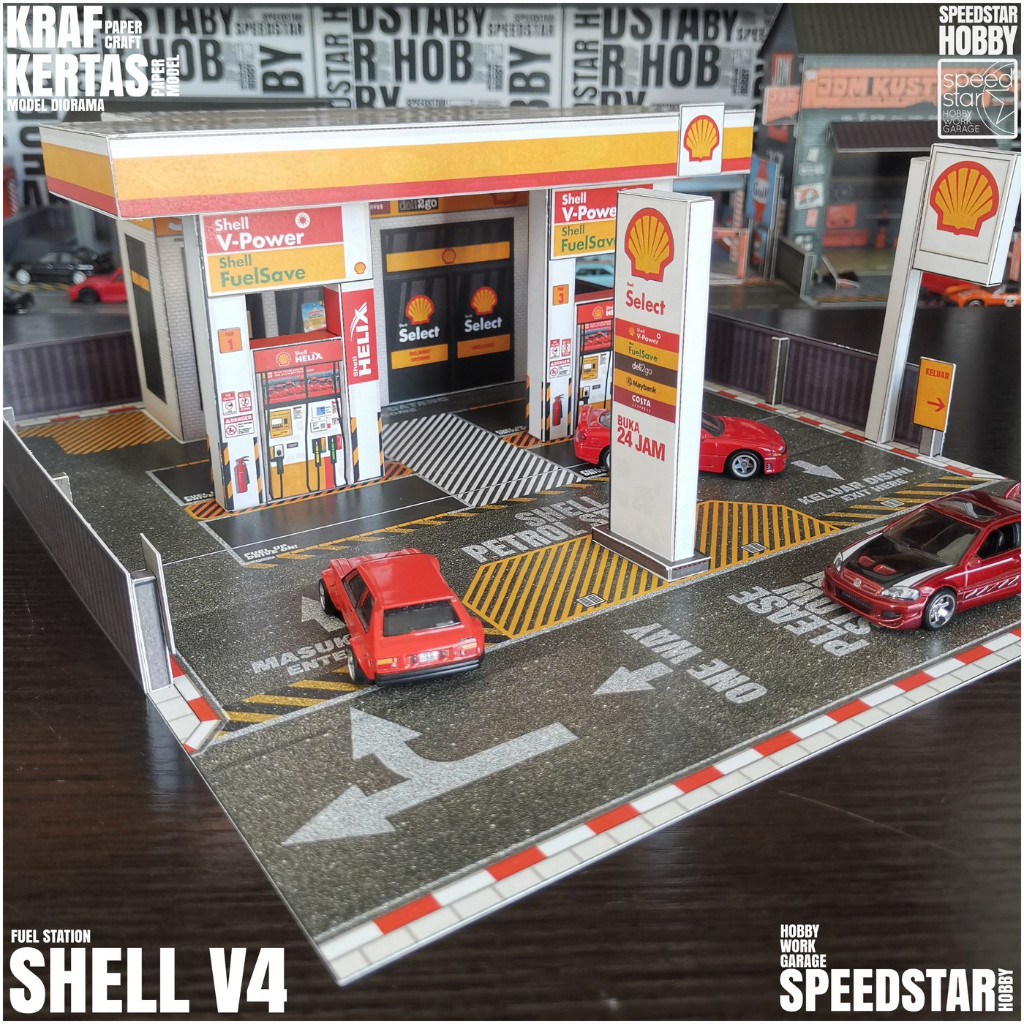 Shell Fuel Station 1:64 Paper Model - Base Type D - 33 x 28.5 CM ...