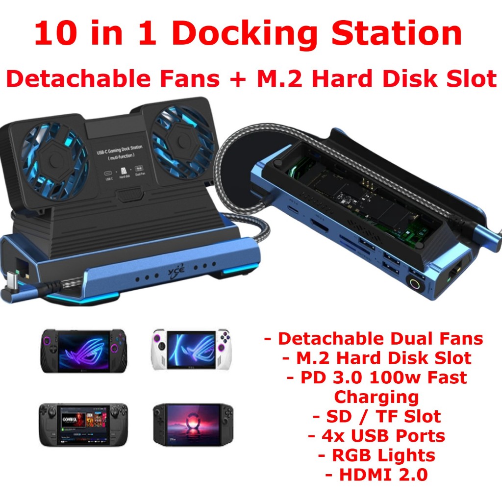 10 in Detachable Docking Station with M.2 Slot for ROG Ally 30w Turbo ...