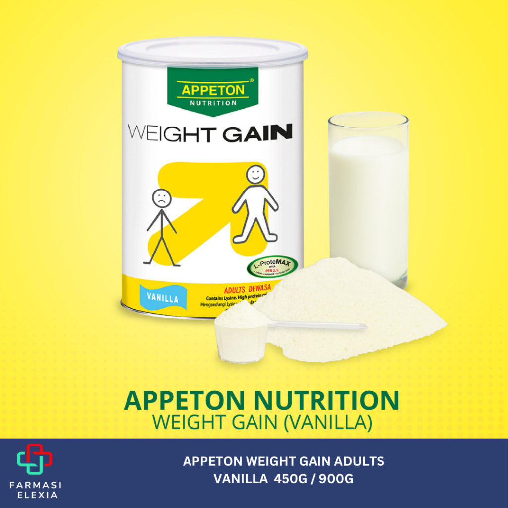 APPETON WEIGHT GAIN ADULT VANILA 450G / 900G CONTAINS LYSINE AND HIGH PROTEIN FORMULA | Shopee ...