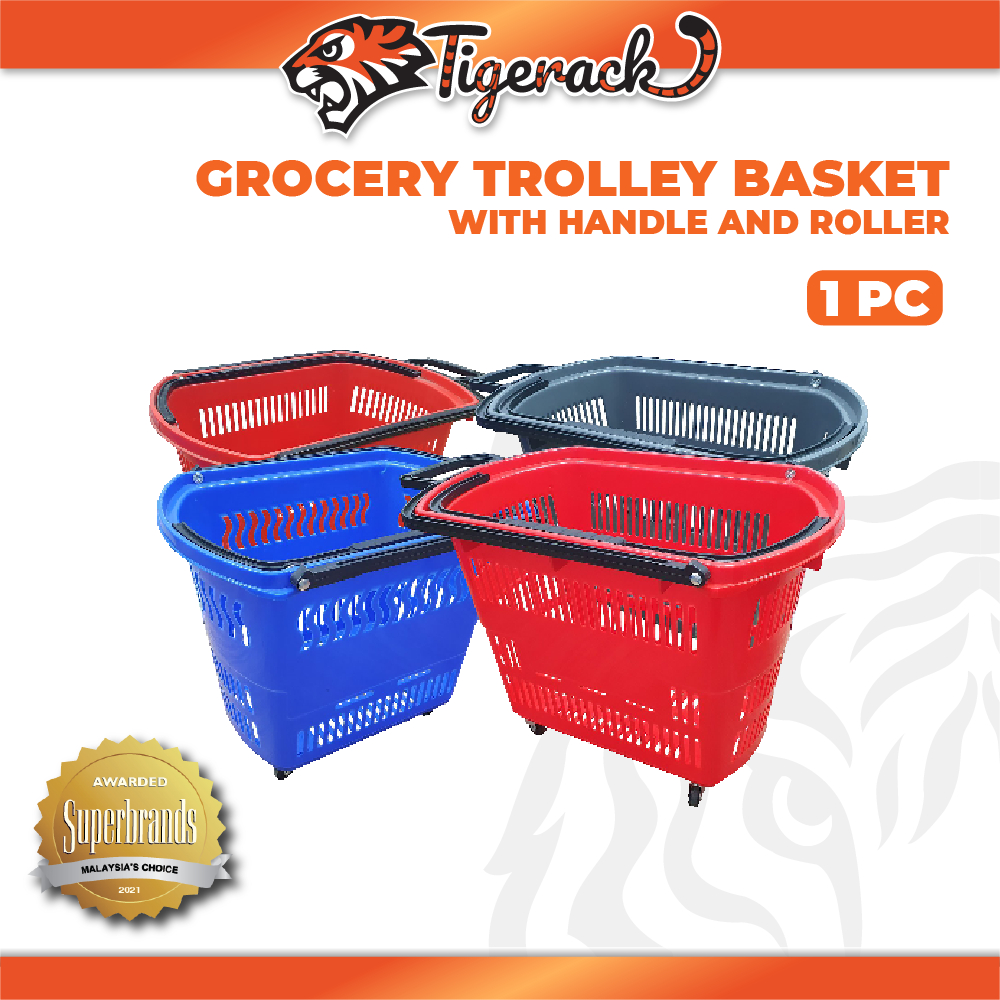 TIGERACK Grocery Basket Handle with Roller Shopping Basket Trolley ...
