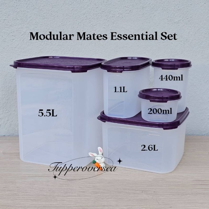 Tupperware Modular Mates Essential Set (Purple) - 5.5L / 2.6L / 1.1L ...
