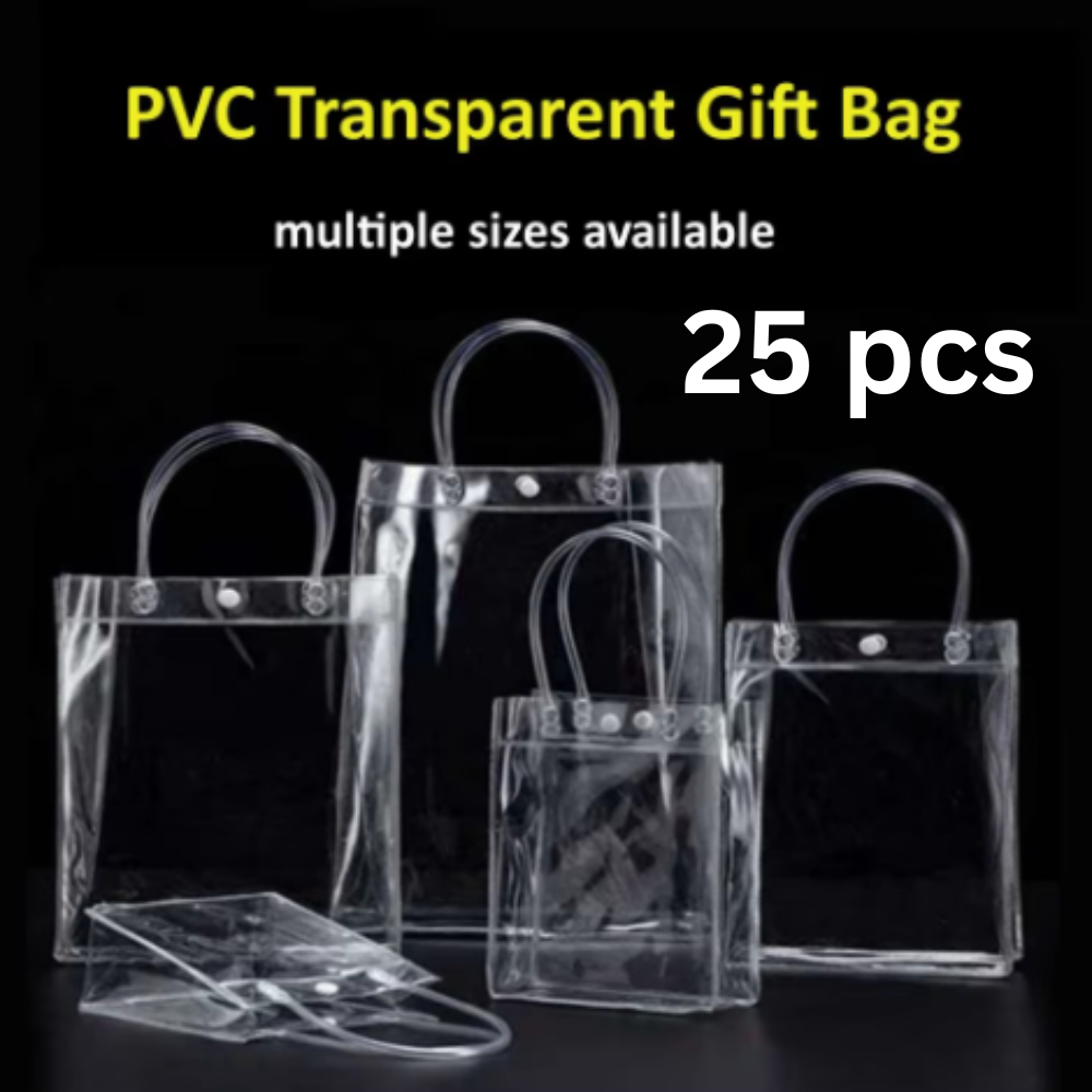 25pcs Transparent Fancy Shopping Bag/Clear PVC Tote Bag/Cosmetic Bag ...