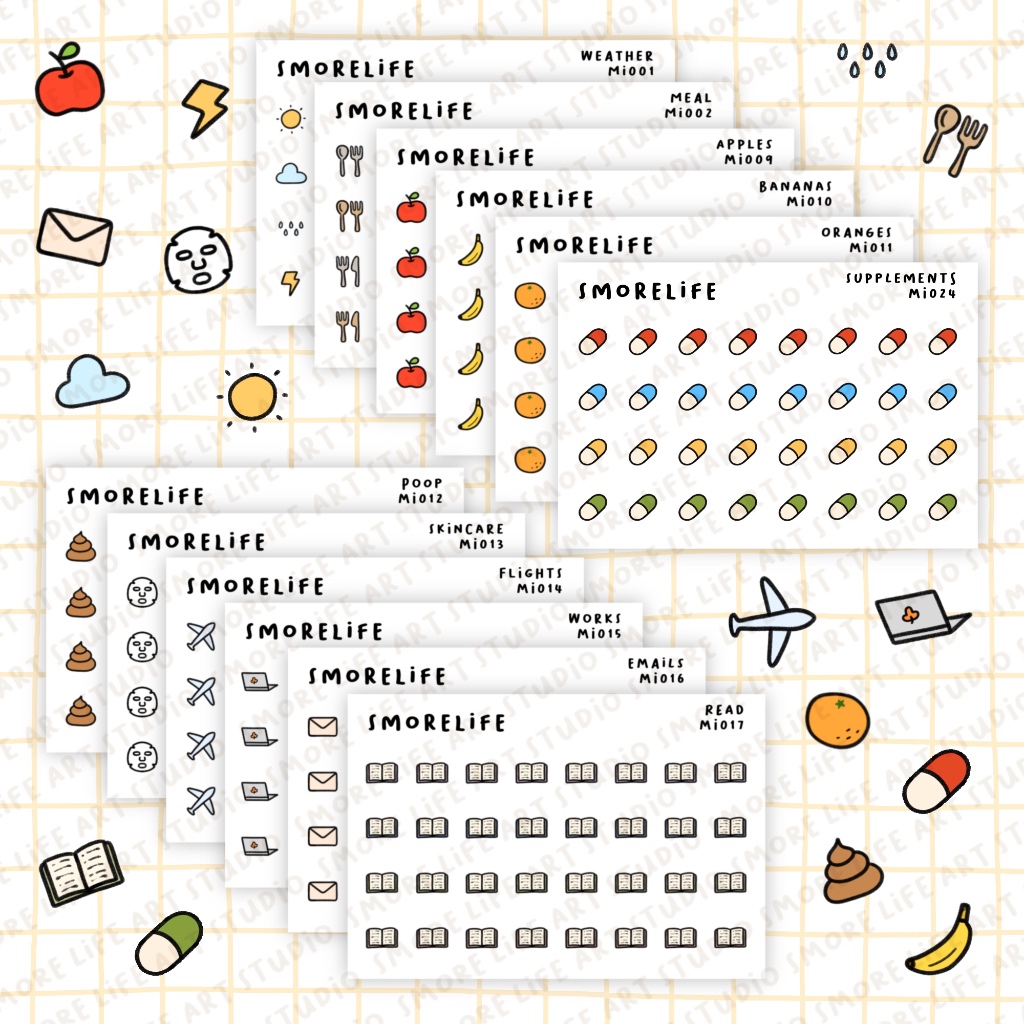 [Part 1] Cute mini icon tracker sticker, functional planner sticker ...