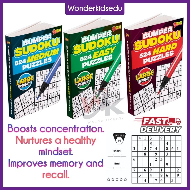 Sudoku Book Easy Medium Hard | 524 Puzzle for Kids | Word Game | Kids ...