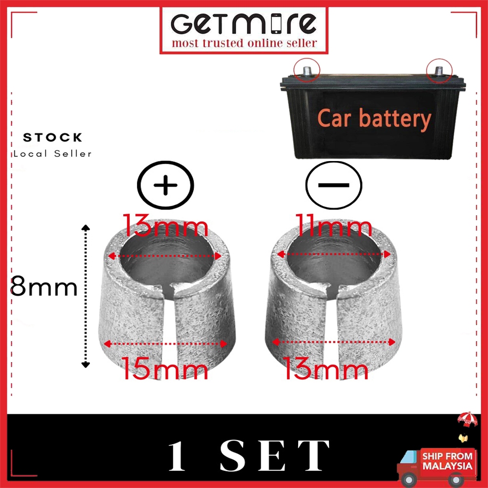 1 SET / 2 PCS Car Battery Terminal Post Adapter Shim Positive Negative ...
