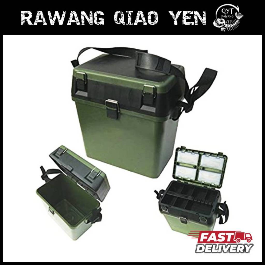 KOTAK PANCING FISHING TACKLE BOX ARMY GREEN HARD CASE TACKLE BOX ...