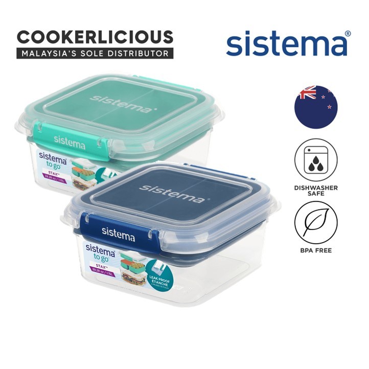 Sistema 1.15L Square Stax TO GO Food Storage [RANDOM COLOUR ...