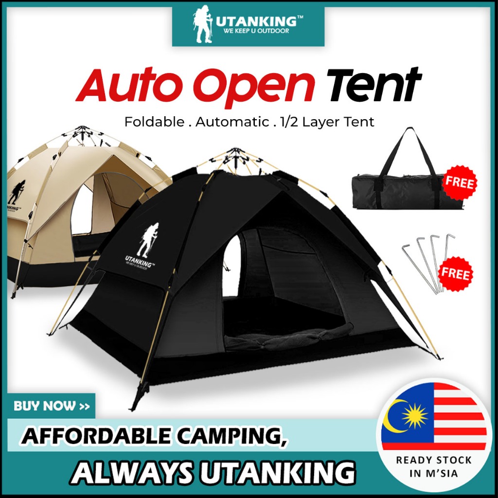 UtanKingTM 2m*2m Automatic Tent 2 Doors Outdoor UV Foldable Khemah Auto ...