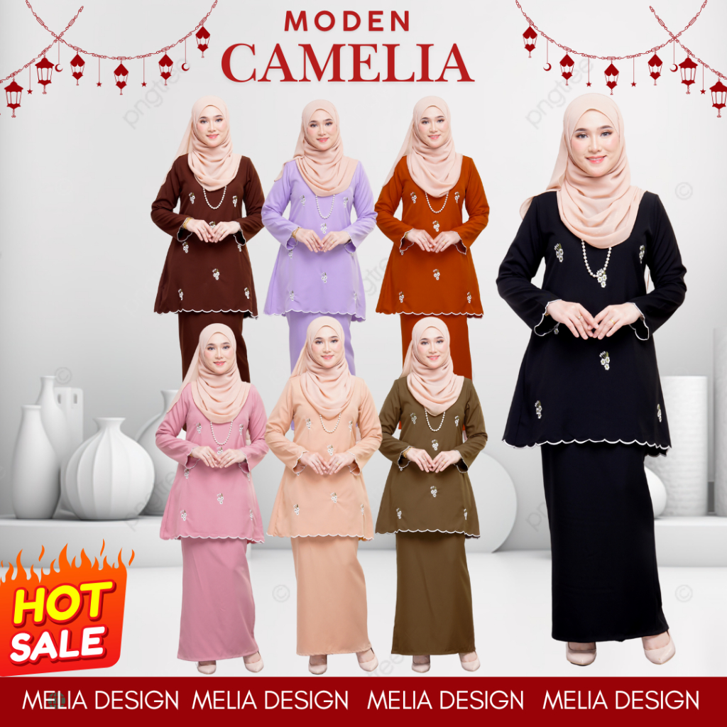 By Melia Design Baju Hot viral raya 2025 Kurung camelia Moden Sulam ...