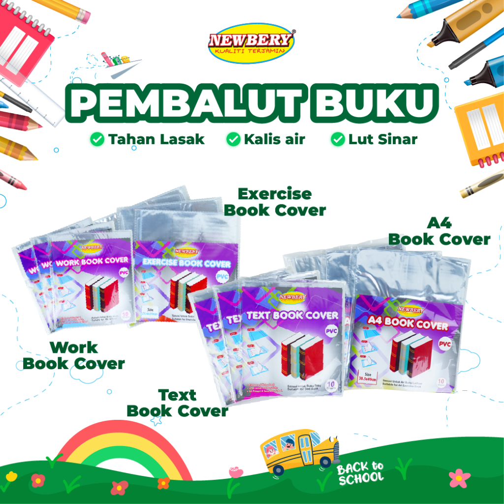 NEWBERY Clear Book Cover PVC (EXERCISE BOOK COVER/TEXT BOOK COVER/WORK ...
