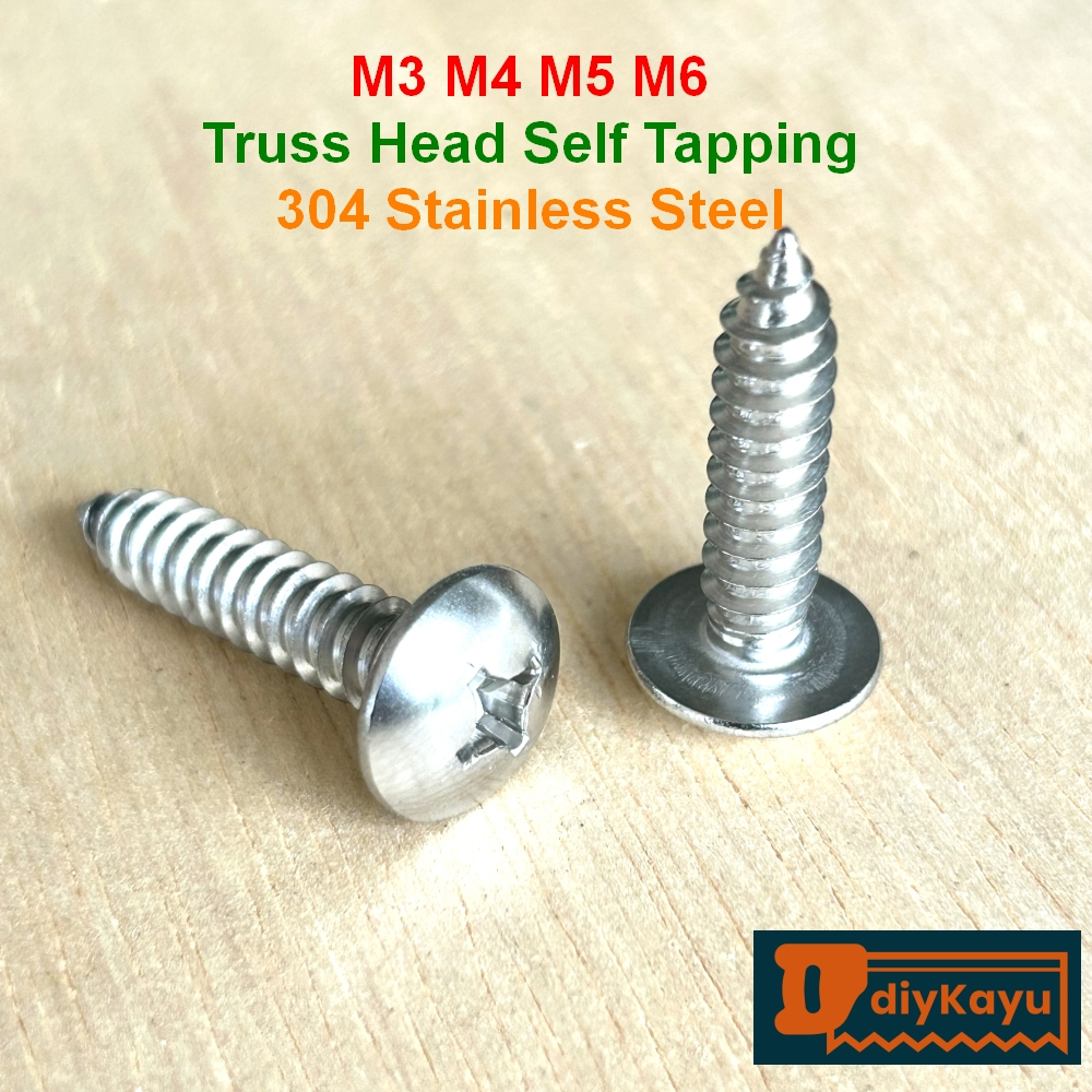 M3 M4 M5 M6 Truss Head 304 Stainless Steel Wood Self Tapping Screw Skru ...