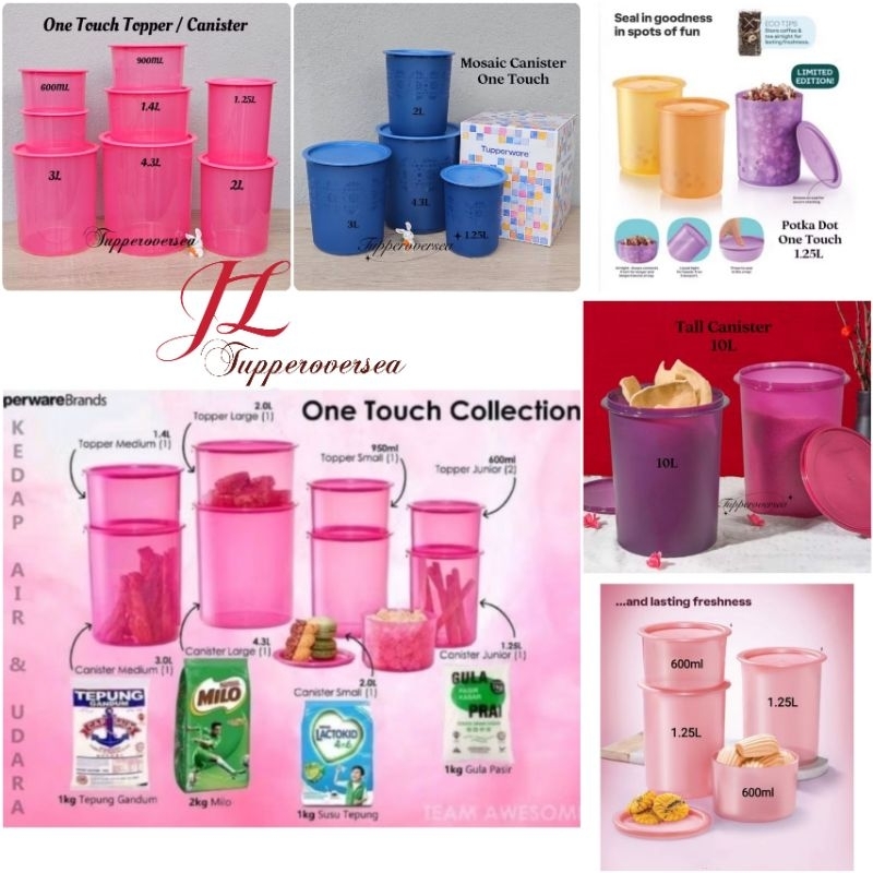 Tupperware One Touch Topper / Canister - 5.5L / 4.3L / 3L / 2L / 1.4L / 1.25L / 900ml / 600ml ...