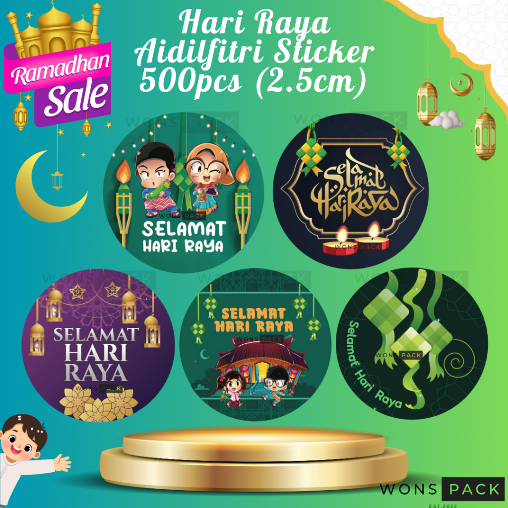 500PCS Hari Raya Sticker Label/RamadanKareem/Eid Mubarak/Hari Raya ...