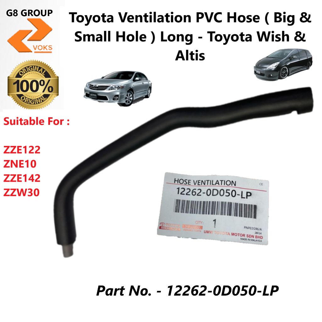 Toyota PVC Ventilation Hose ( Big & Small hole ) Long - Toyota Altis & Wish ( 12262-0D050-LP ...