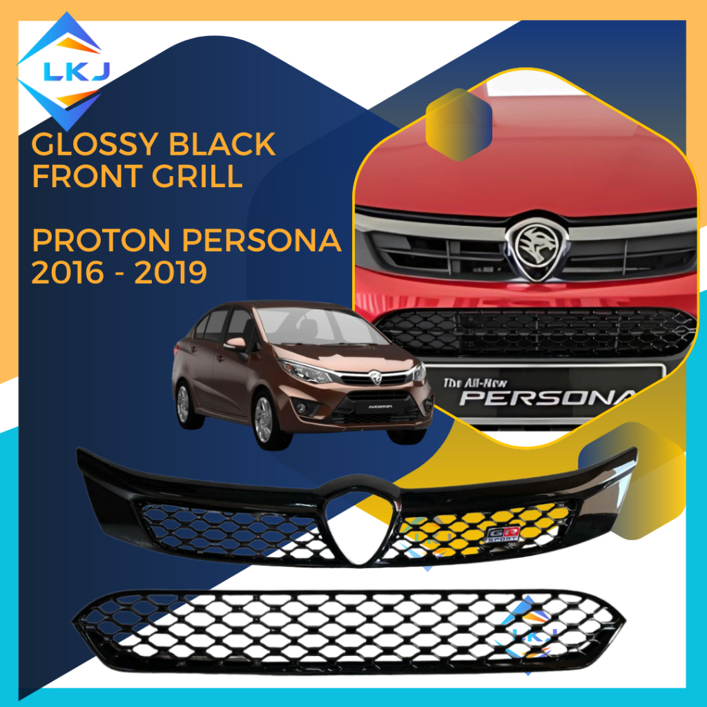 Proton Persona 2016-2019 Front Grill Glossy Black (Mini Cooper Style ...