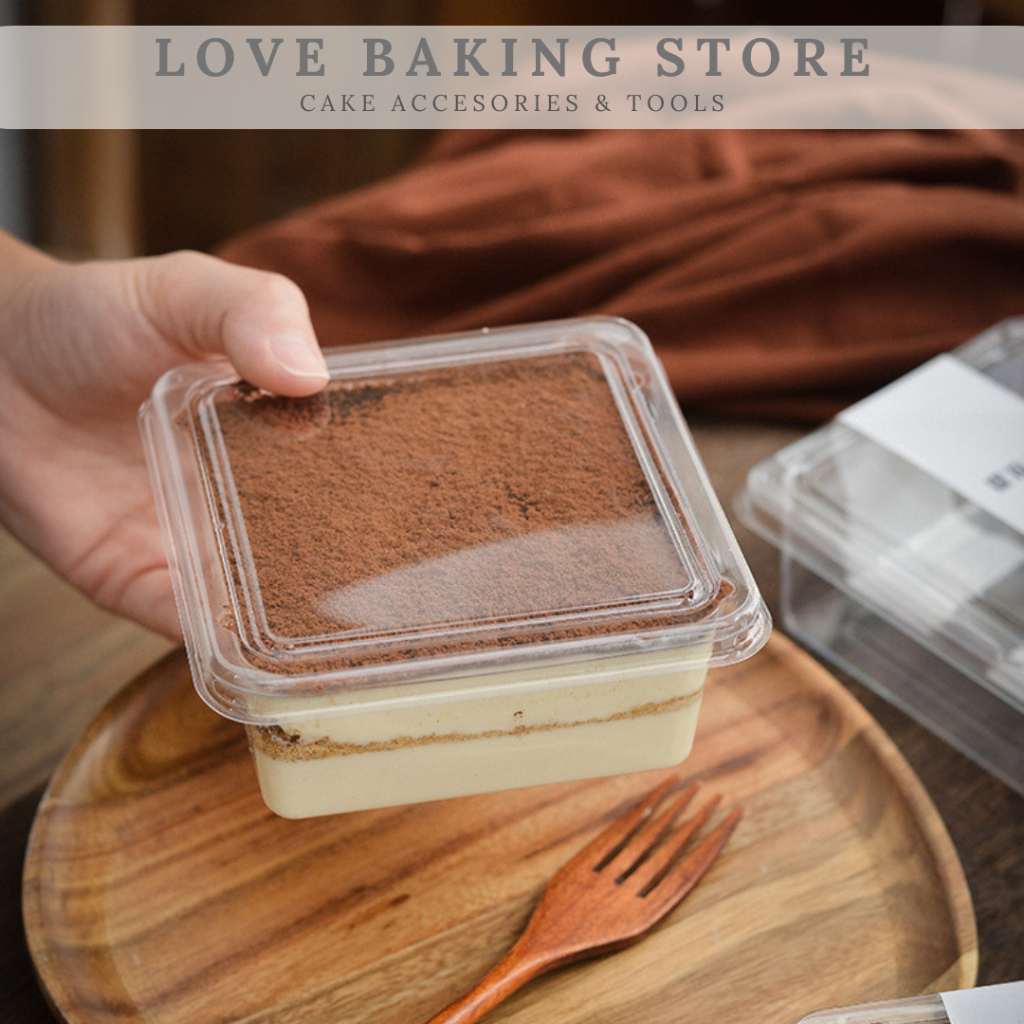 LBS • 370ml PET Square Tiramisu Box Cake Transparent Plastic Cup ...