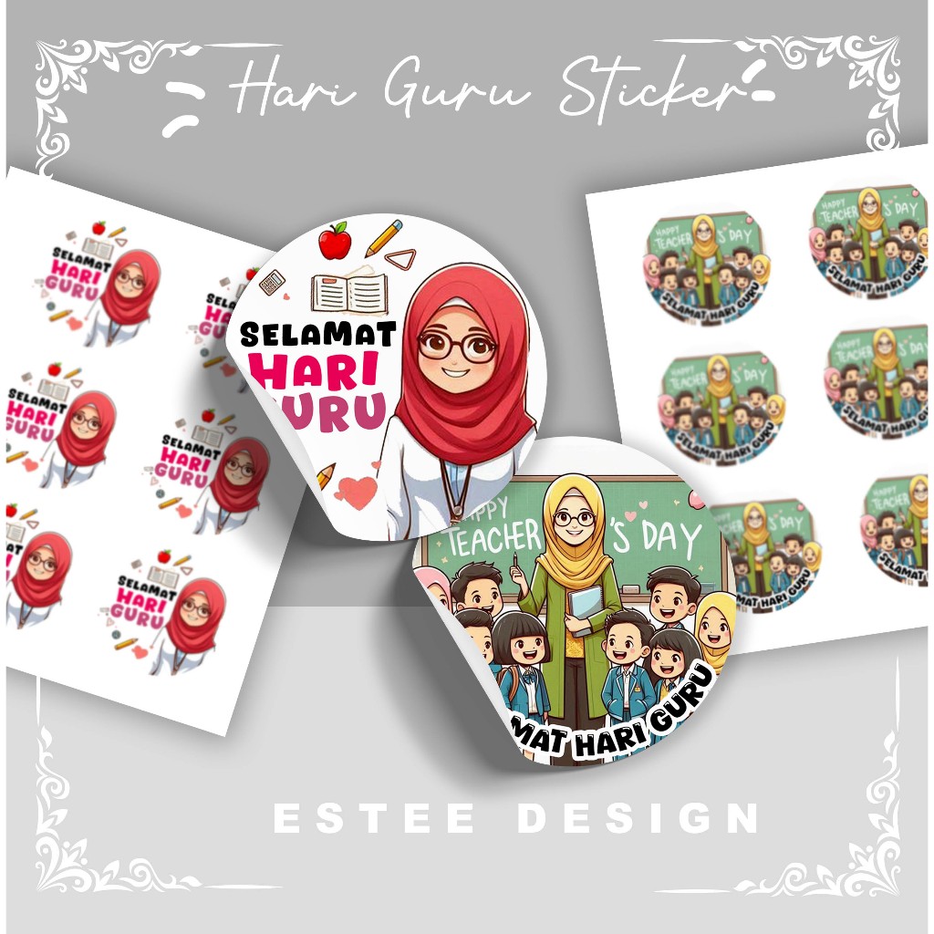 Selamat Hari Guru sticker labels Teacher's Day Doorgift packaging box ...