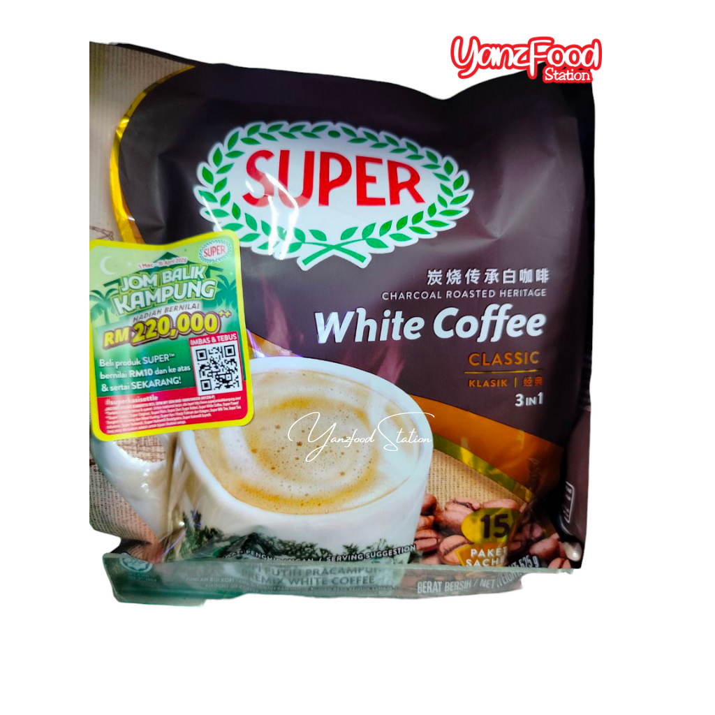 SUPER Charcoal Roasted Heritage White Coffee Classic 3 in 1 35g x 15 Sachets (525g) | Shopee ...
