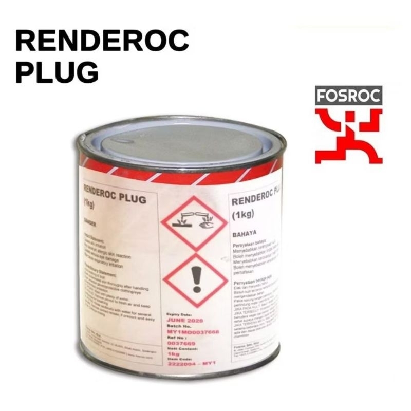 FOSROC Renderoc Plug 1kg Waterproof Cement Quick Dry Hydroply Hydro ...