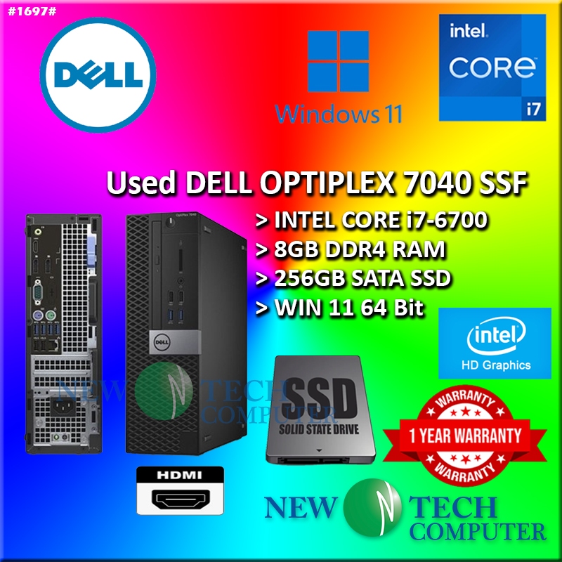 1697 Used PC Dell OptiPlex Desktop Computer Intel Core i7 i7-6700 3.90 GHz Small Form Factor ...
