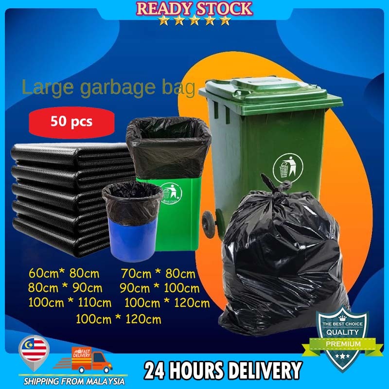 Extra Large Trash Bags - Heavy Duty Big Garbage Bags (Plastik Sampah ...