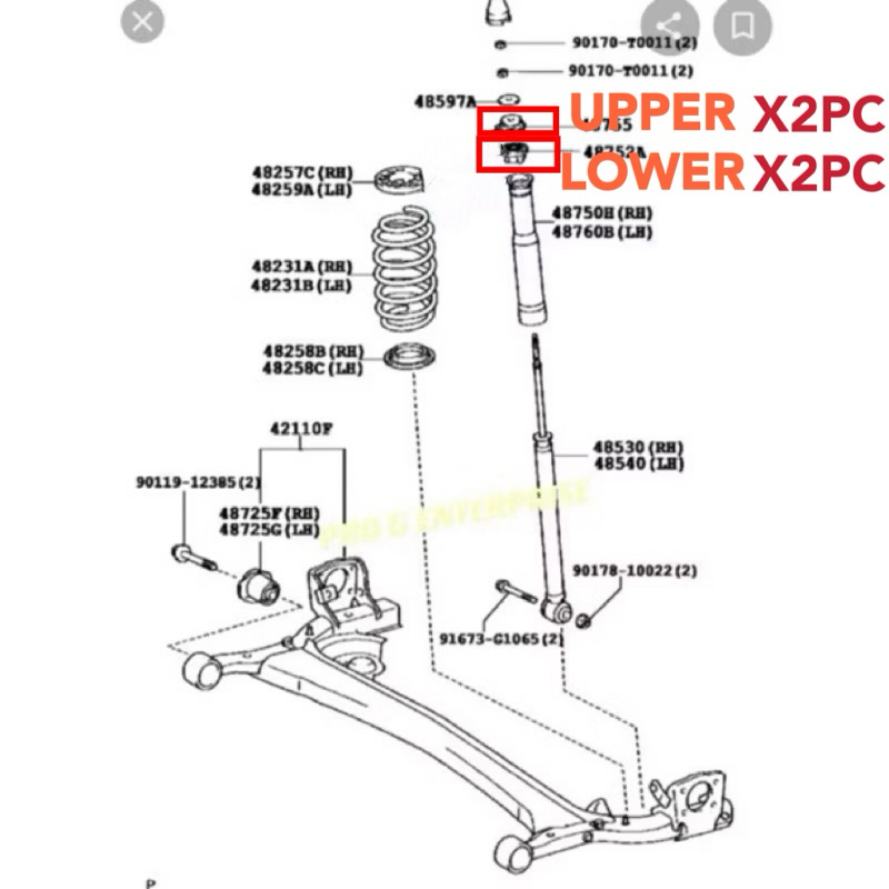 TOYOTA ALPHARD ANH10 ANH20 GGH20 REAR ABSORBER MOUNTING SET | Shopee ...