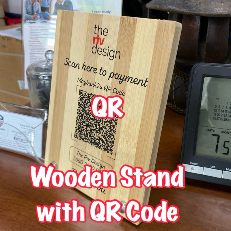 Premium Wooden Stand /Customised A5 Size QR Code Scan to Pay Wooden ...