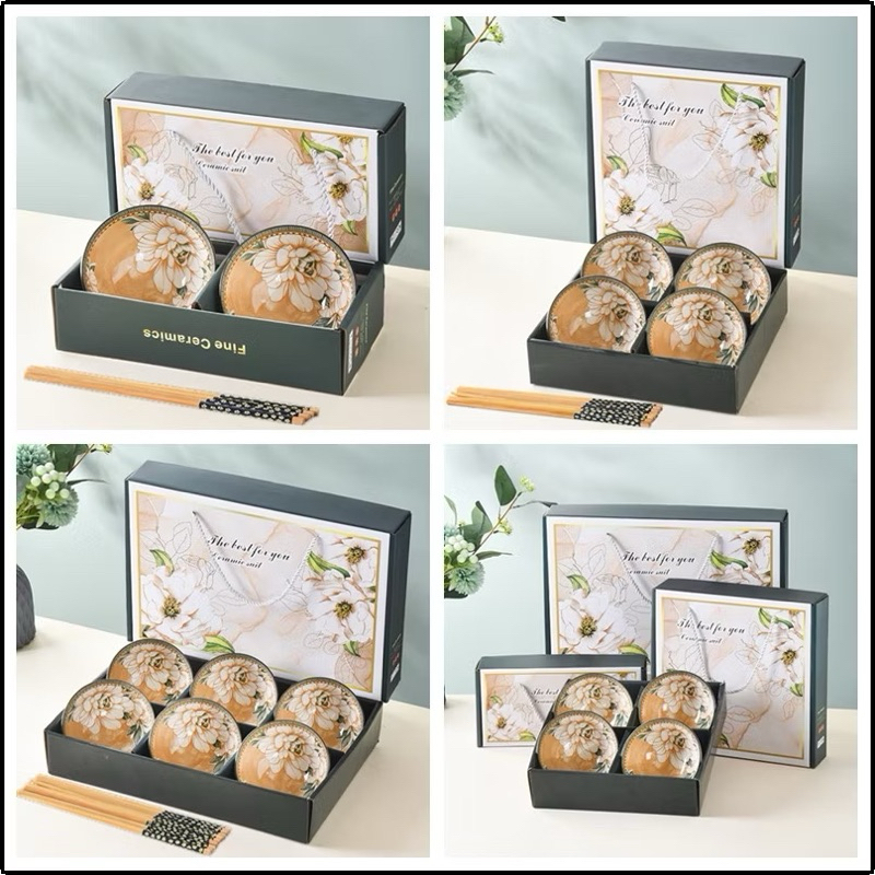 Dinnerware Set Bowl Bohemian Ceramic Rice Bowl Set, Colorful Home ...