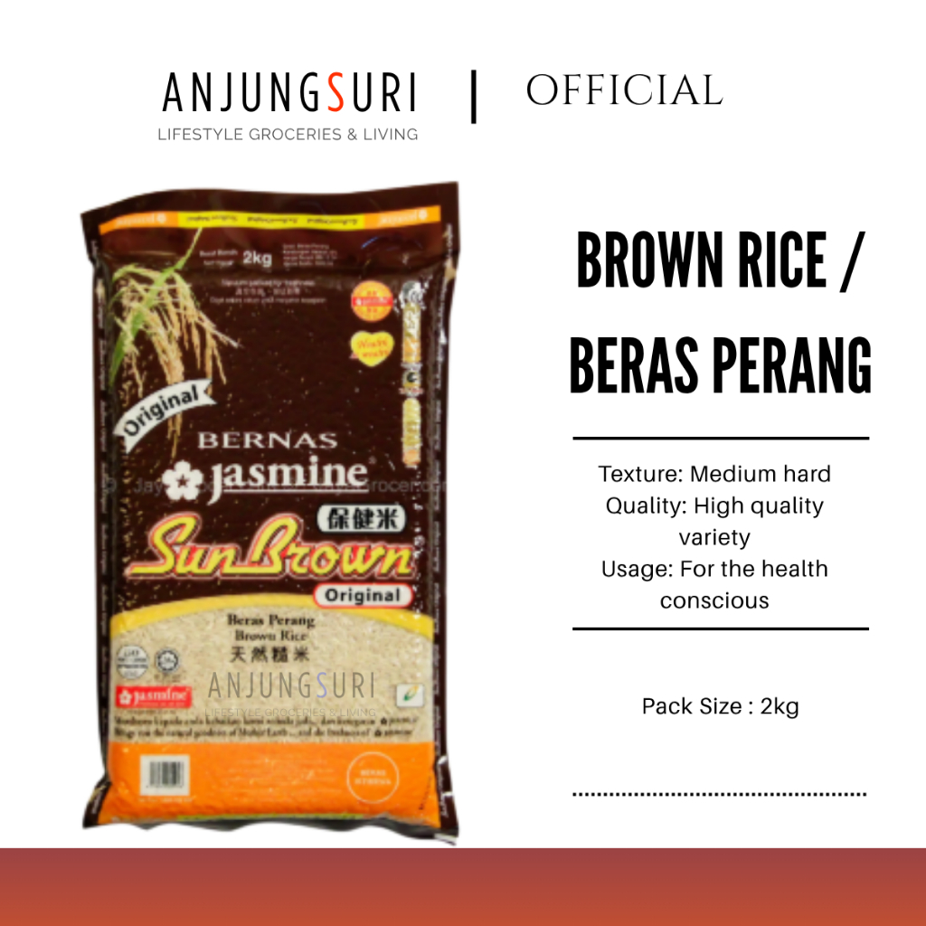 Jasmine Sun Brown Rice 2kg Beras Perang Vacuum Pack Pek Vacum Diabetic ...