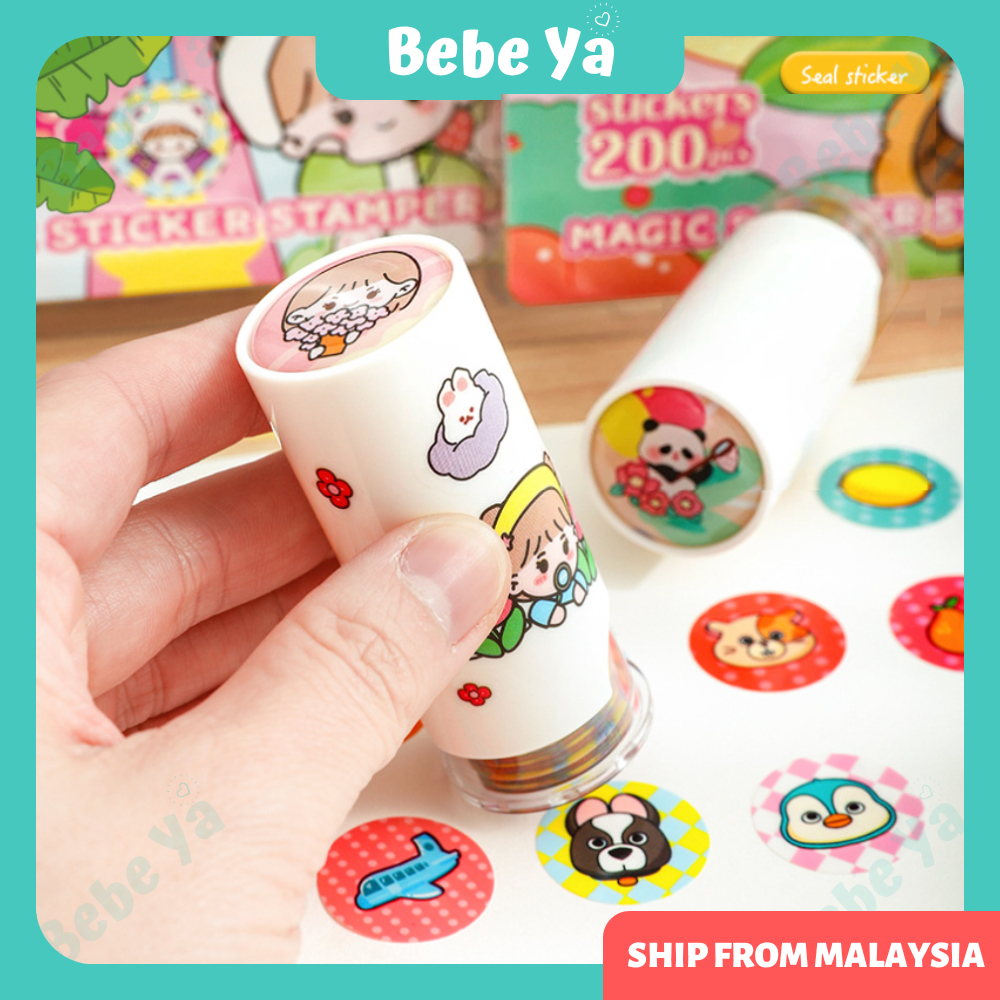 Cute Cartoon Magic Sticker Stamper 200pcs - Stamp Stickers Chop ...