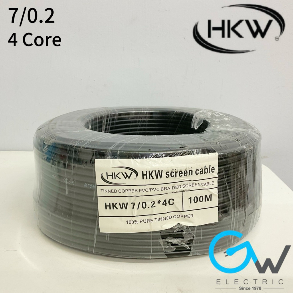 100M HKW 4 Core Tinned Copper PVC Braided Audio Screen Cable 7/0.2mm ...