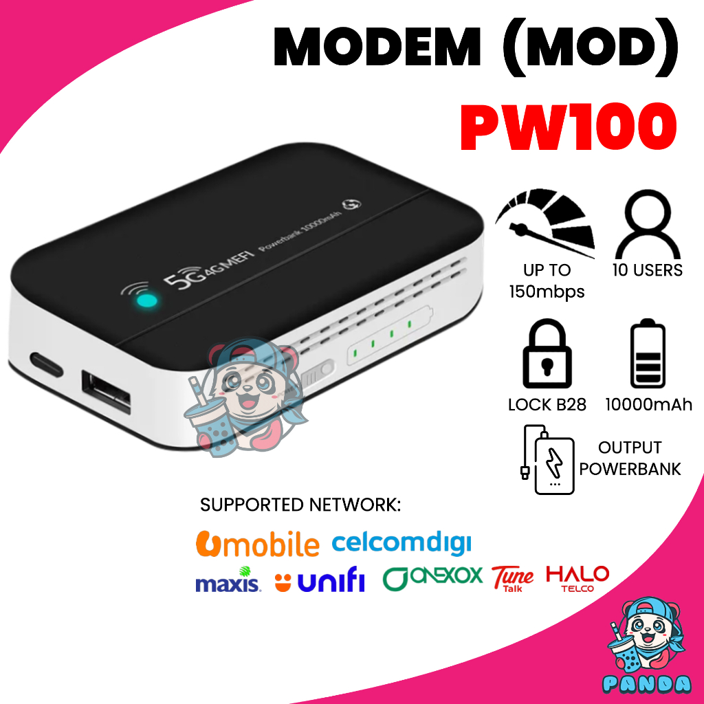 2-in-1 Powerbank 10000mAh + Modem MOD 4G LTE Pocket WiFi PW100 ...