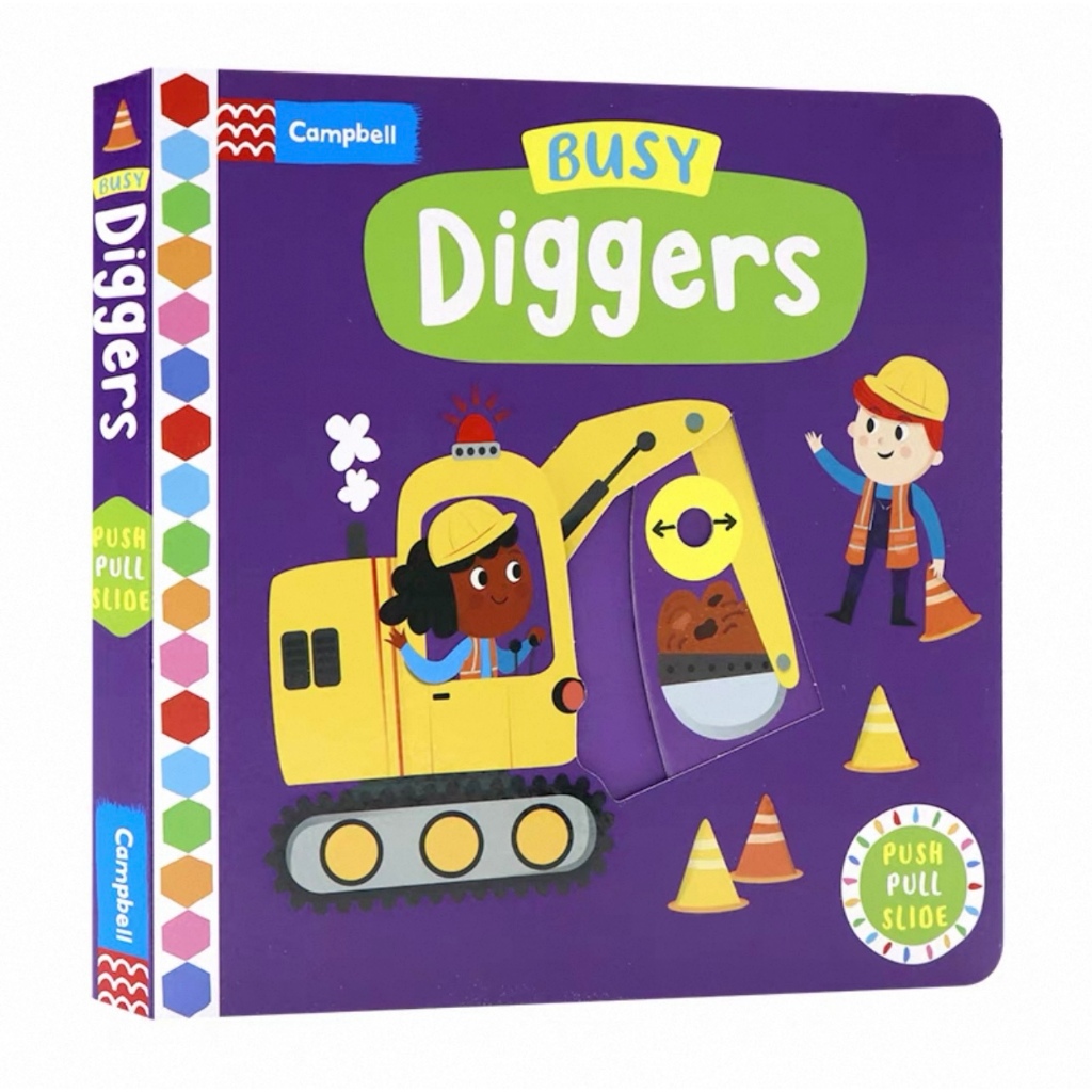 Busy Diggers by Campbell Busy Book for Baby and Toddlers Push Pull ...
