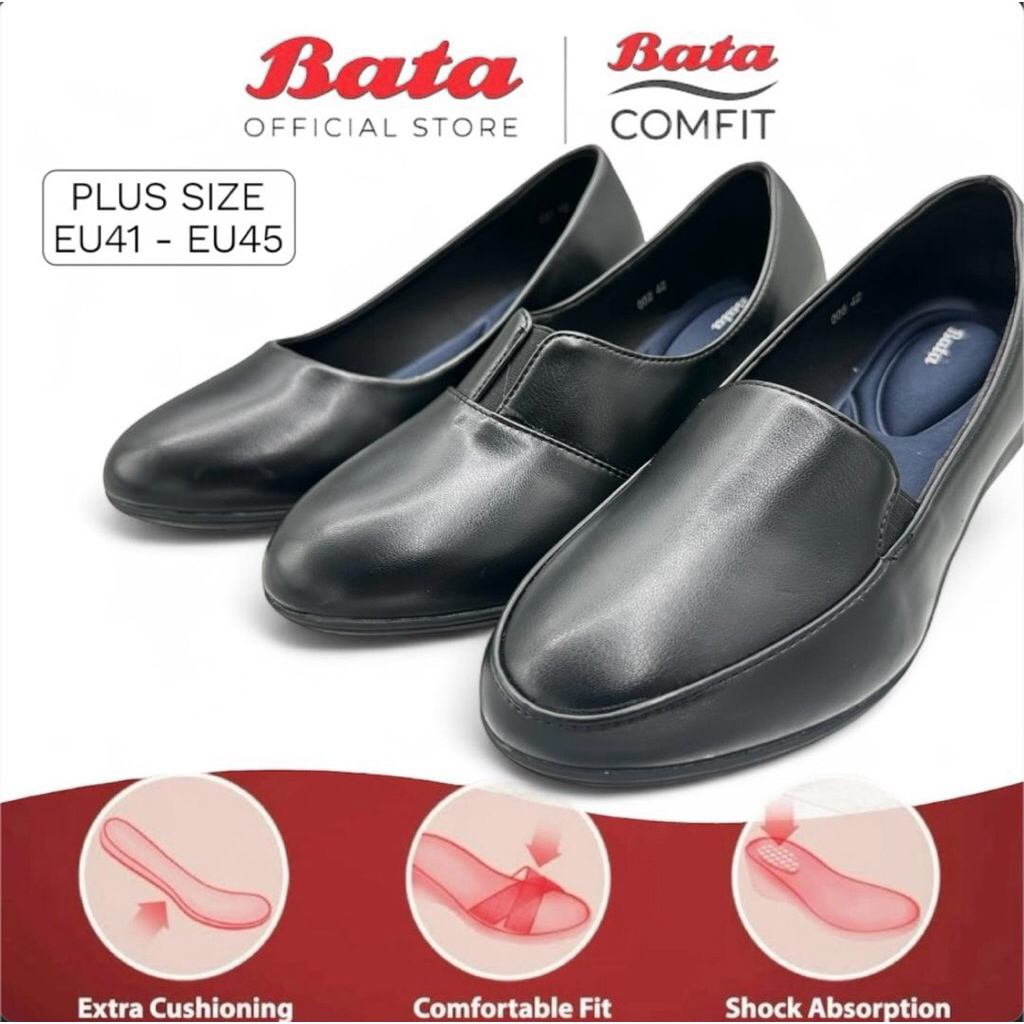 Quality Bata Lady’s Plus Size XXL Executive Black Formal Rounded-flat ...